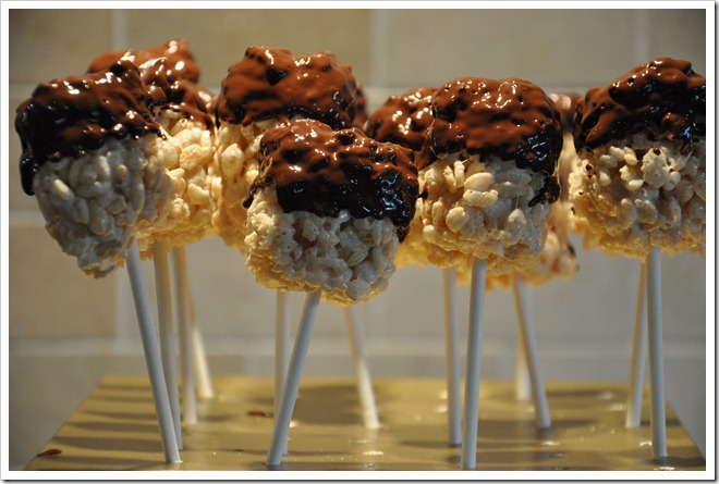 Chocolate Covered Rice Crispy Pops